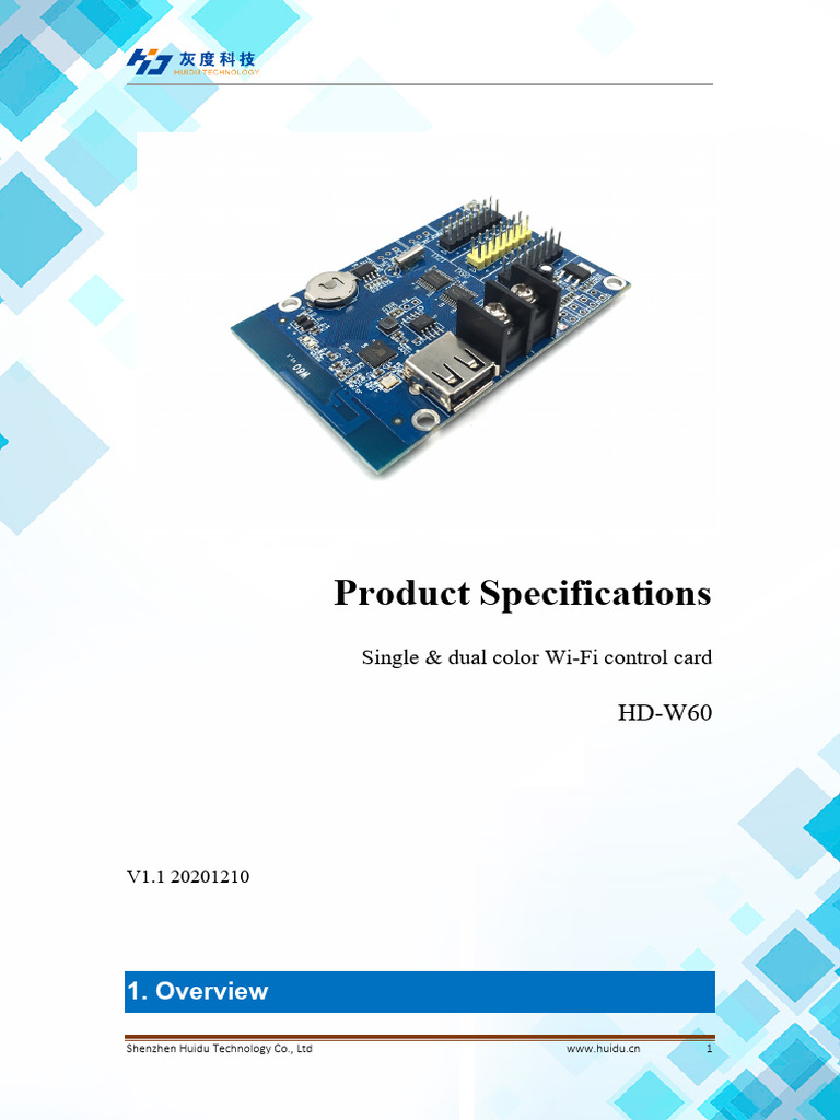 HUIDU HD-W60 Specification V1.1 | PDF | Computer Science | Manufactured Goods