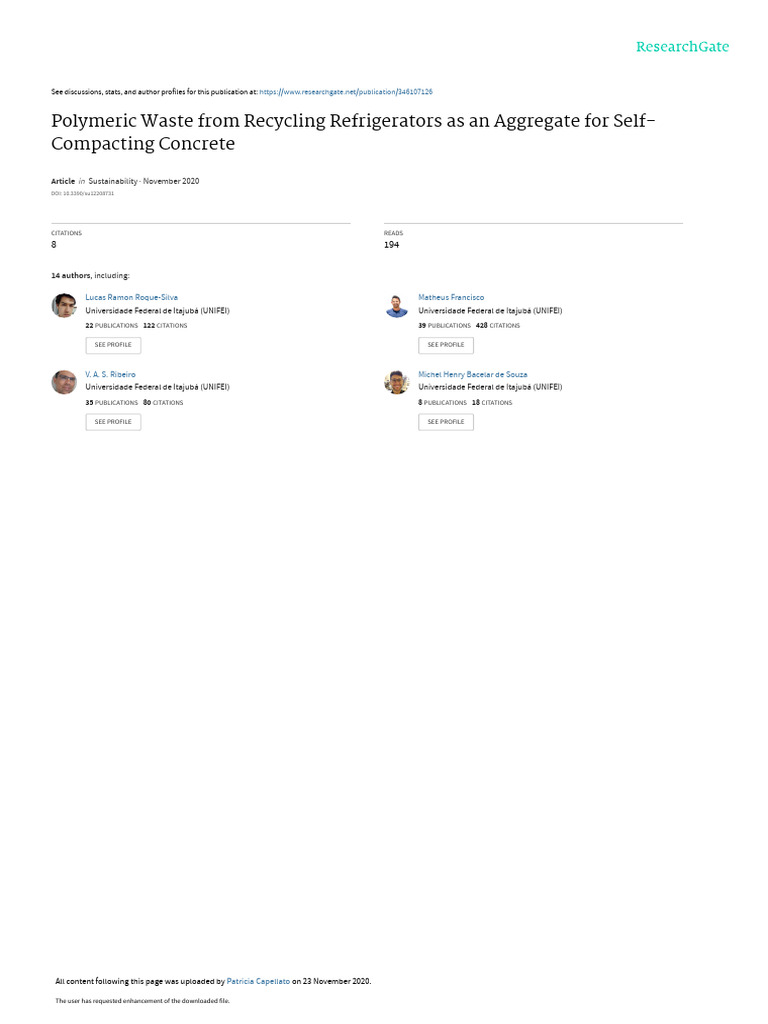 Polymeric Waste From Recycling Refrigerators As An Aggregate For Self-Compacting Concrete | PDF ...