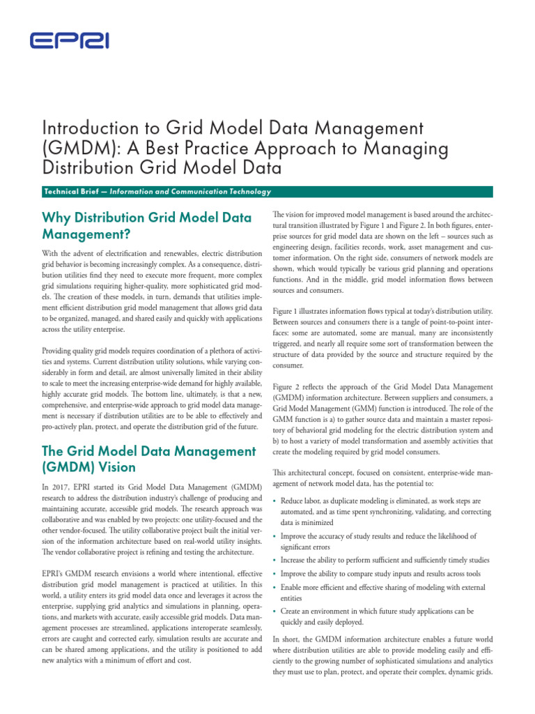 Introduction To Grid Model Data Management - GMDM - A Best Practice Approach To Managing ...