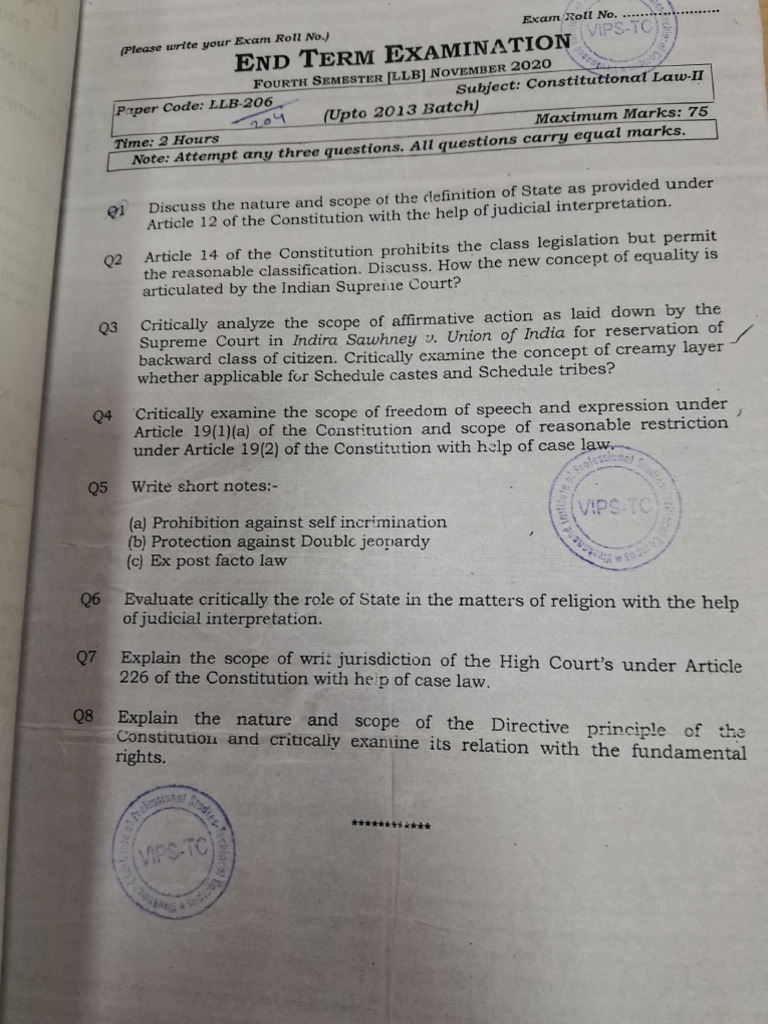 Consti Law Sem 3 Pyq | PDF | Statutory Law | Justice