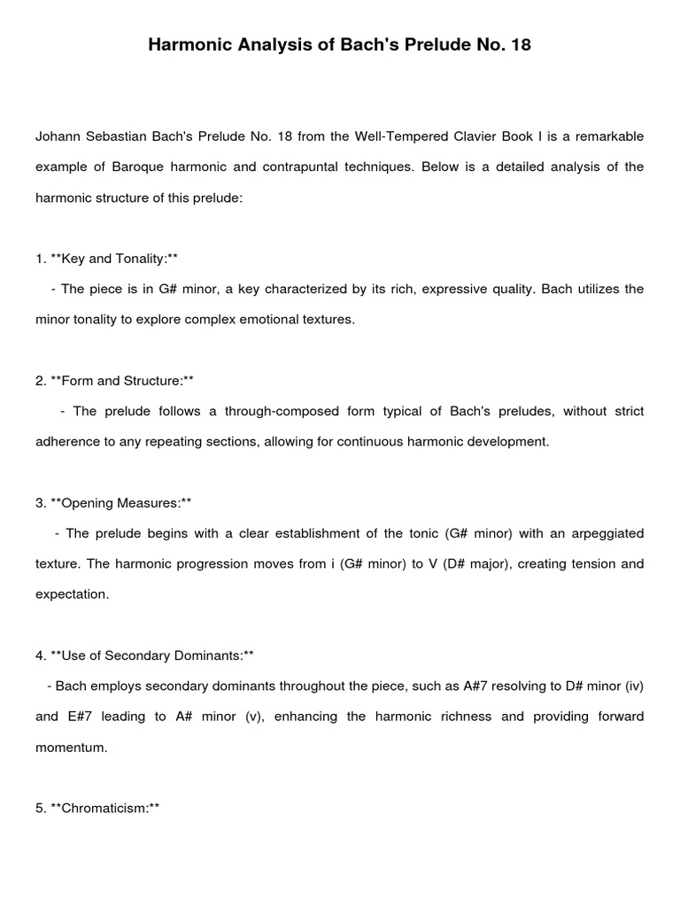 Bach Prelude 18 Analysis | PDF