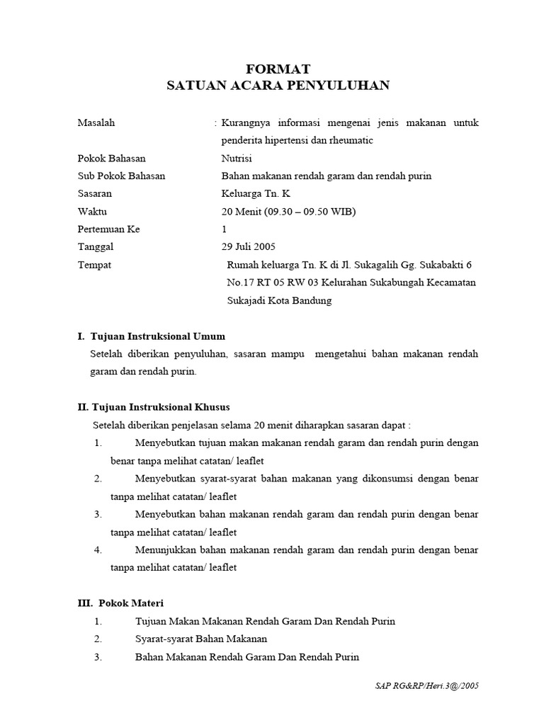 SAP Makanan Rendah Garam Dan Rendah Purin | PDF