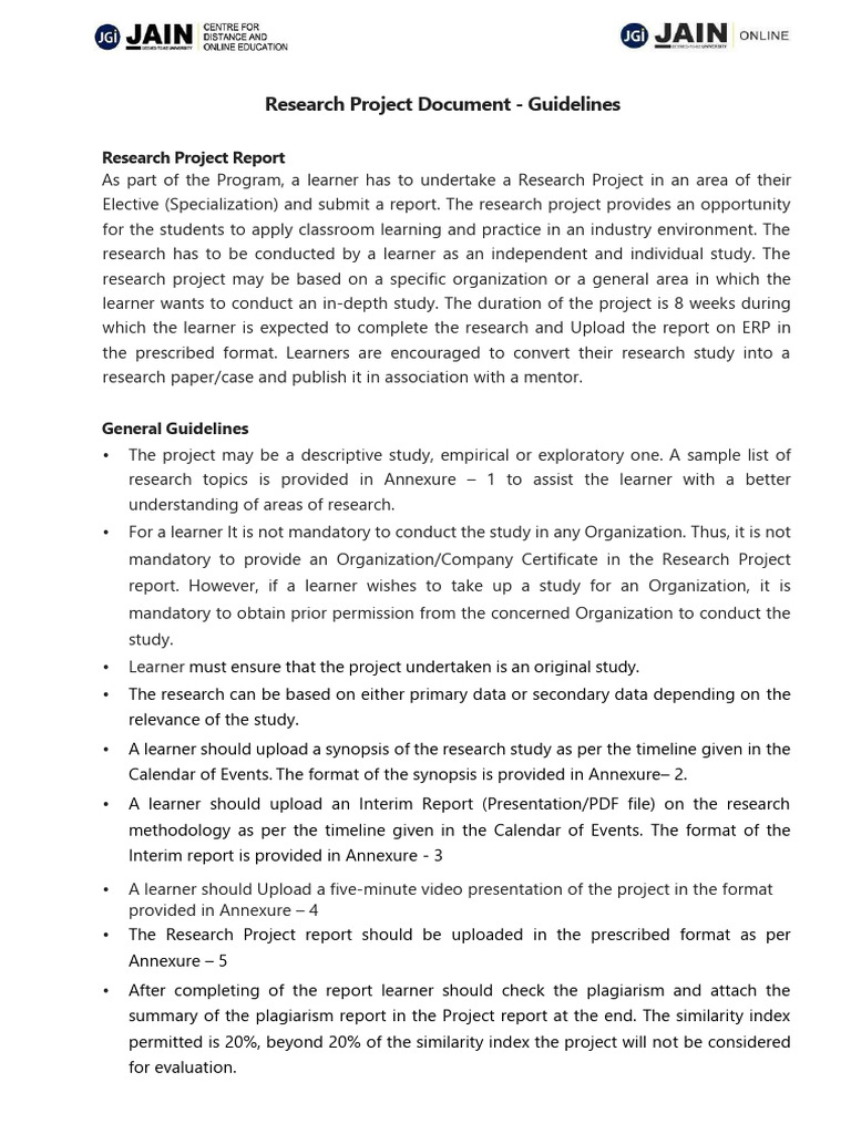Research Project Guidelines Jan 2023 | PDF | Marketing | Methodology