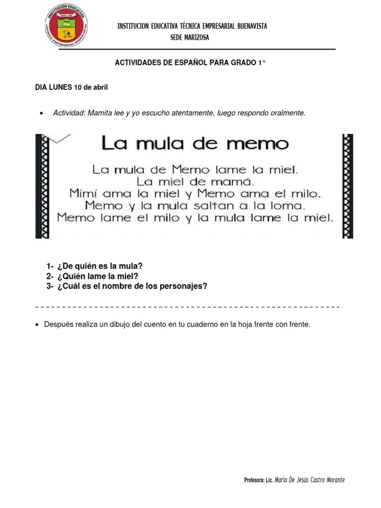 ACTIVIDAD Español Letra M | PDF | Aprendizaje
