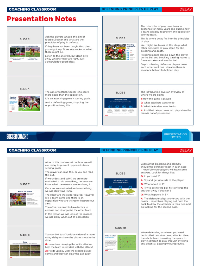 Defending Principles in Soccer: Delay Tactics | PDF | Defender ...