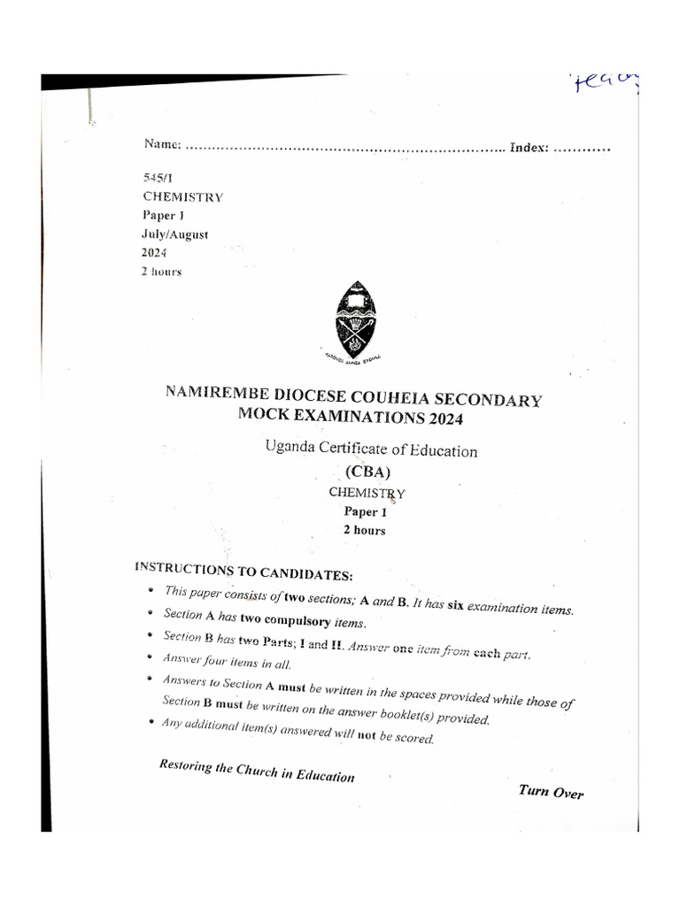 Namirembe UCE Chem 12024 | PDF