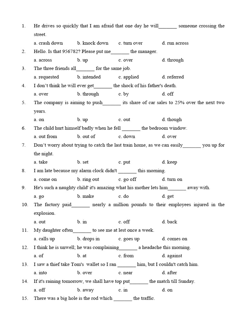 English Verb Quiz | PDF