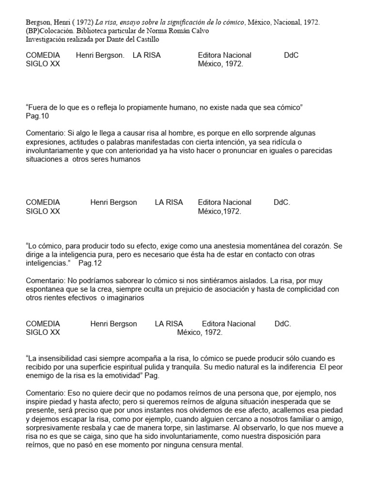 Bergson - La Risa | PDF | La risa | Comedia