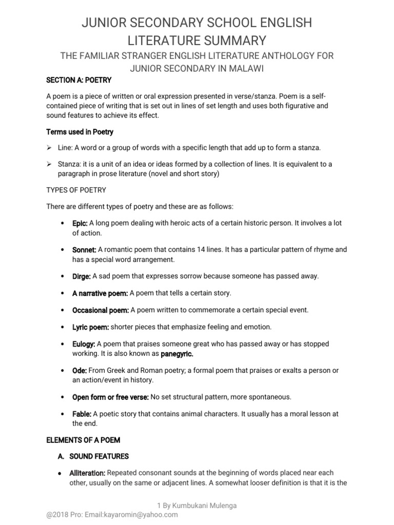 Familiar Stranger Study Guide For Poems Only | PDF