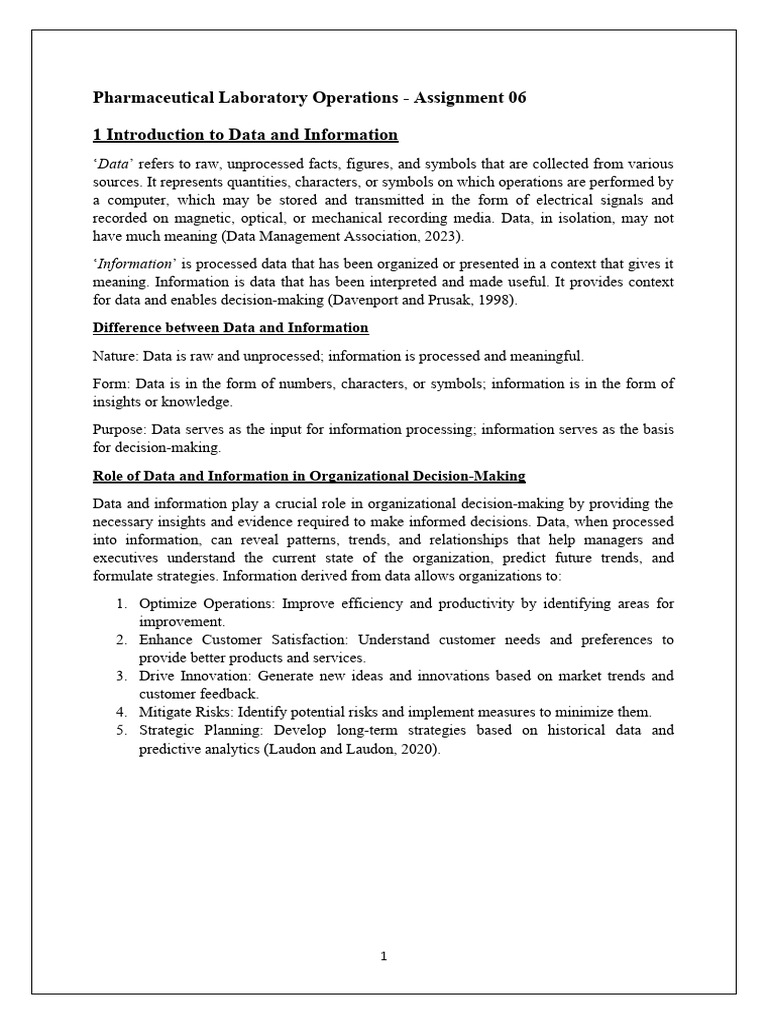 Assignment 6 Data Management Pharamaceuticle Laboration | PDF | Information | Data