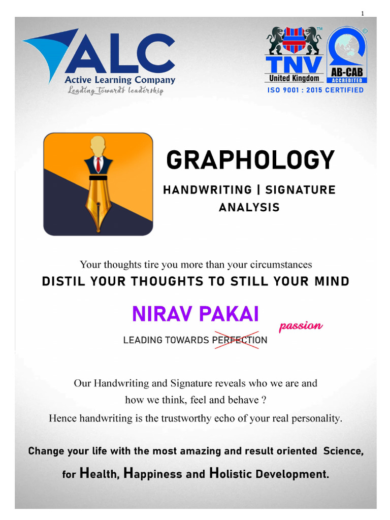 ALC Graphology Notes - 1 | PDF | Graphology | Fringe Science