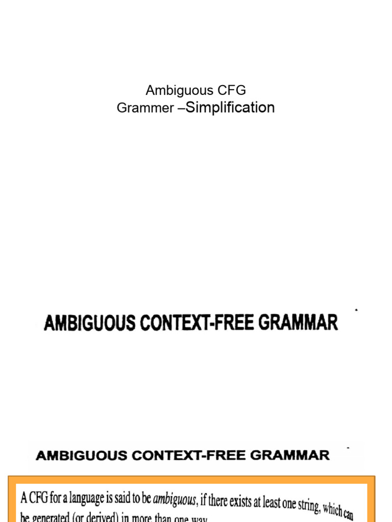 3 - Grammar-III-Ambiguous CFG and Simplification of CFG | PDF ...