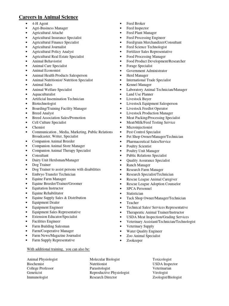 Animal Science Career Opportunities | PDF | Livestock | Farms
