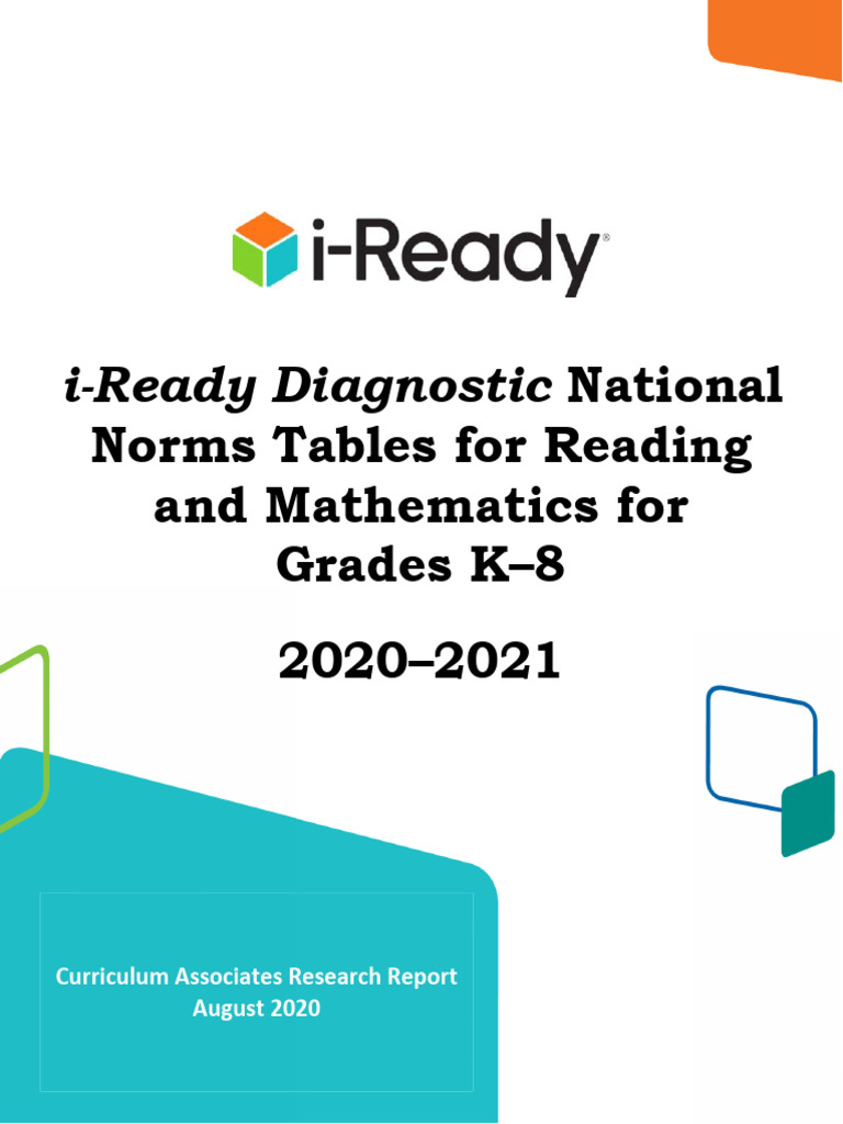 i-Ready Diagnostic Norms 2020-2021 | PDF | Educational Assessment