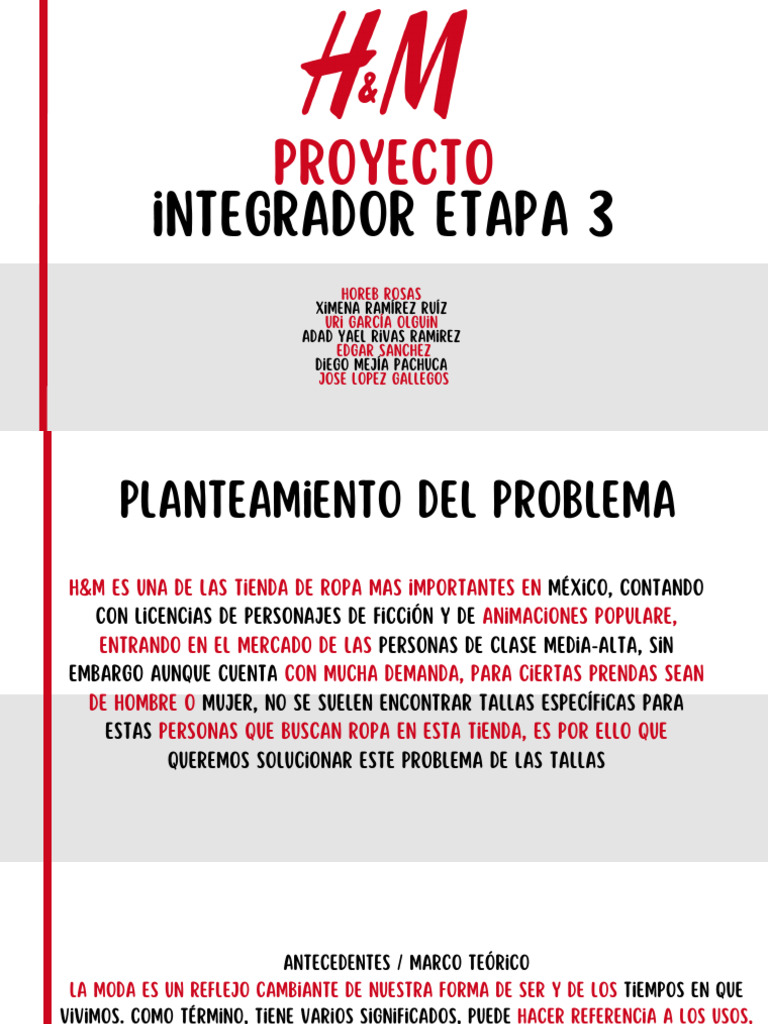 Proyecto Integrador Etapa 3 H&M | PDF | Moda | H&M