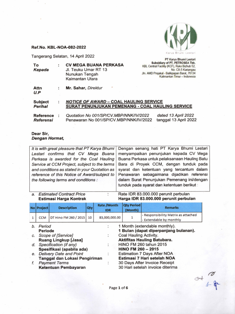 Noa Coal Hauling Service | PDF