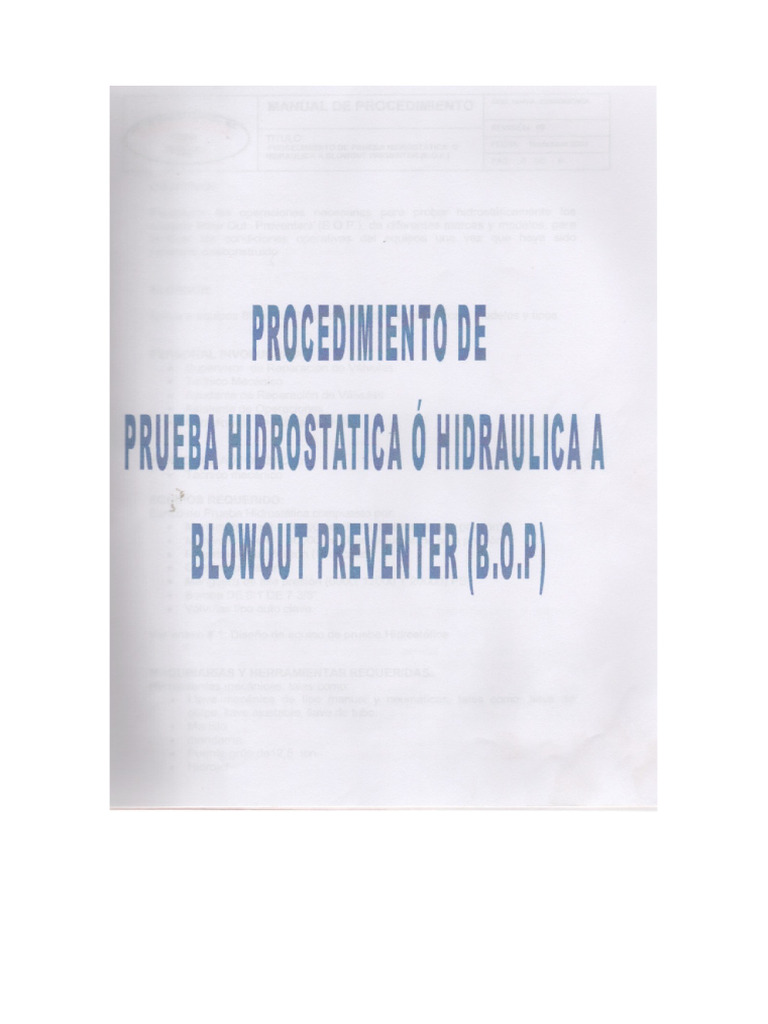 Procedimienrto para La Aplicaciòn de La Prueba Hidrostatica | PDF