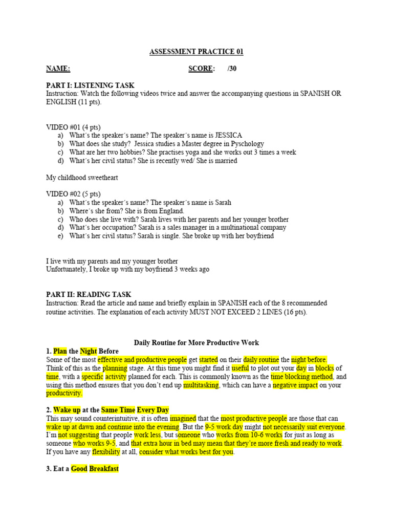 Assessment Practice 01 Solutions | PDF