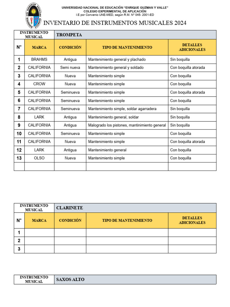 Inventario | PDF | Instrumentos musicales | Musicología
