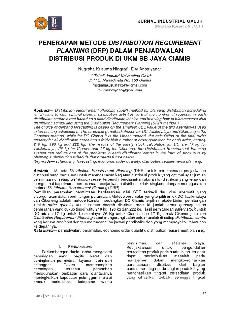 Penerapan DRP untuk Distribusi UKM Ciamis | PDF