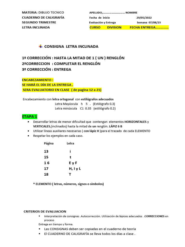 Calit. Letra Inclinada | PDF | Lápiz | Dibujo