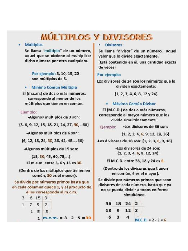 Múltiplos y Divisores | PDF