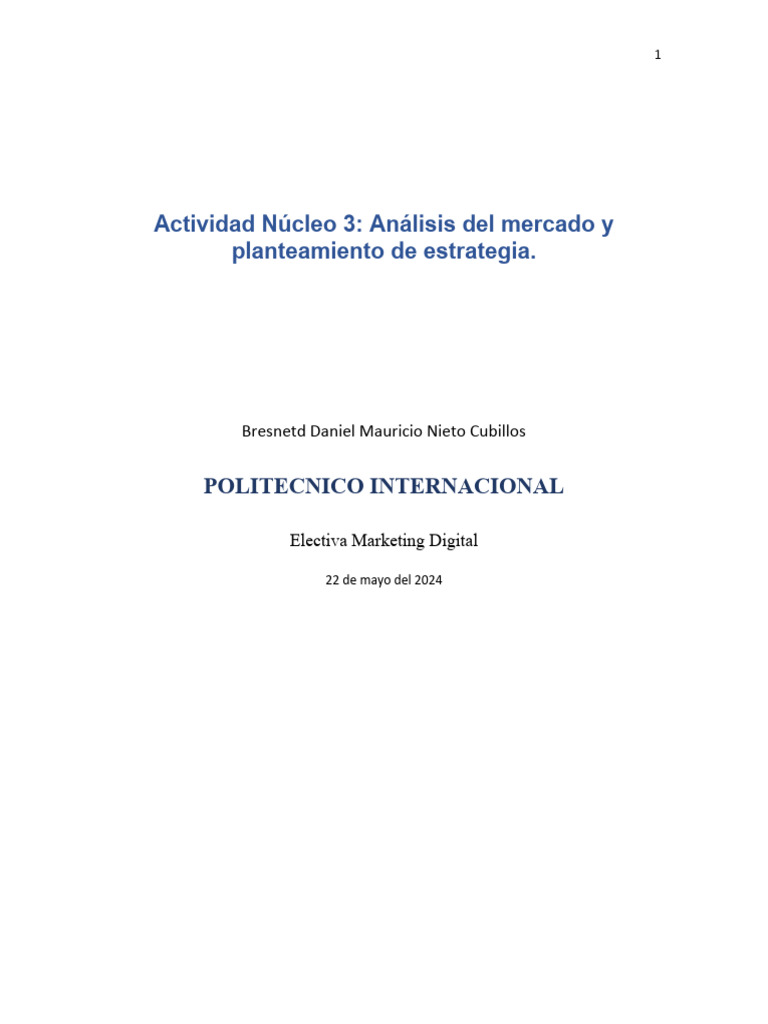 Actividad Núcleo 3 | PDF | Marketing | Business