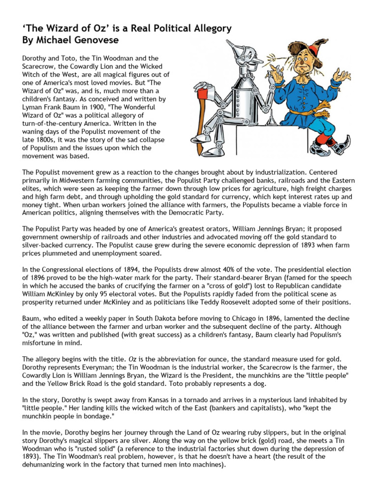 Wizard of Oz as Political Allegory | PDF | The Wonderful Wizard Of Oz ...
