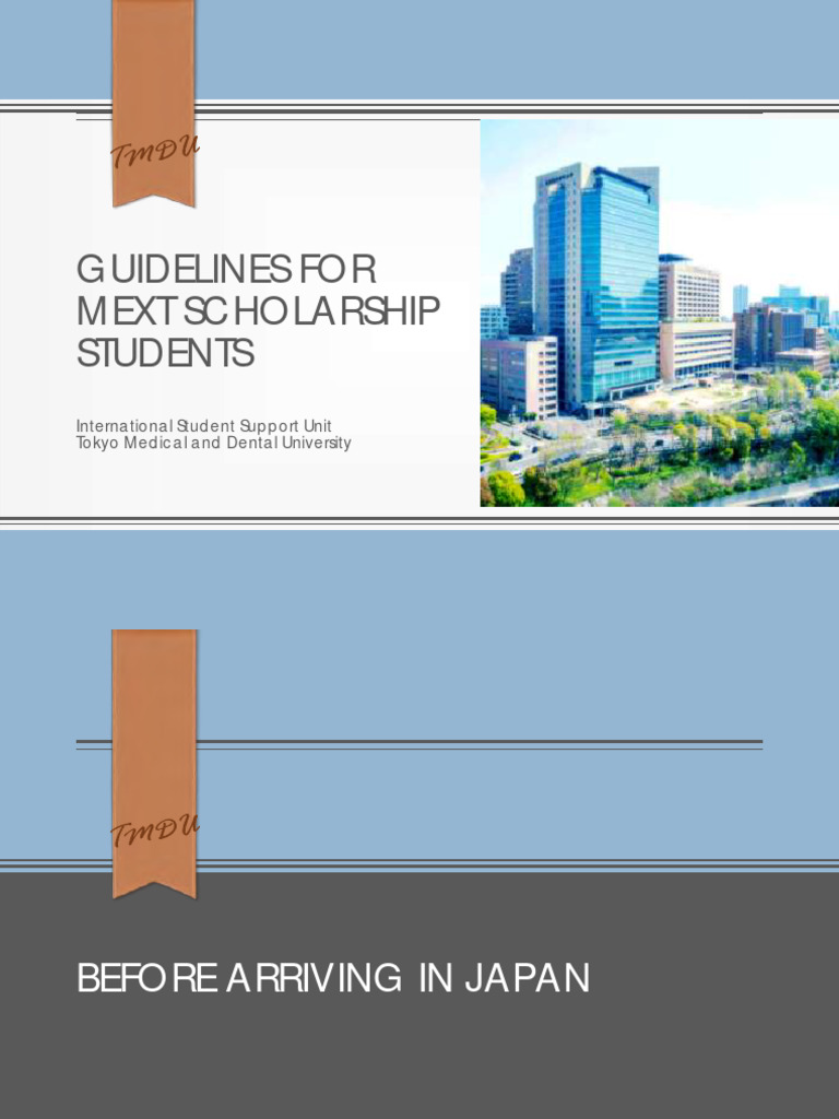 (MEXT) Information For New MEXT Scholarship Students - 2023 | PDF | Fee