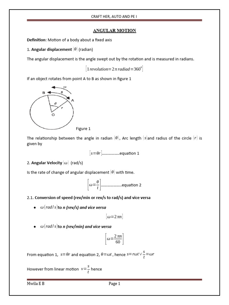 Angular Motion Pdf Acceleration Angle