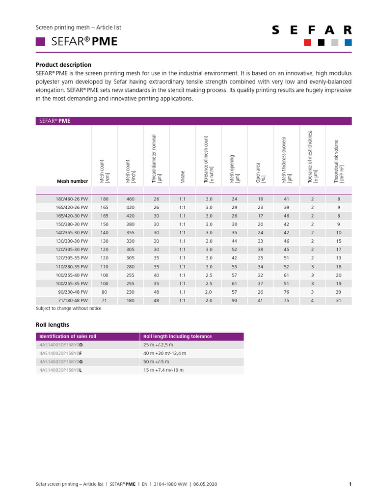 Ps PDF Sefar Pme Al en 1 | PDF | Weaving | Mean