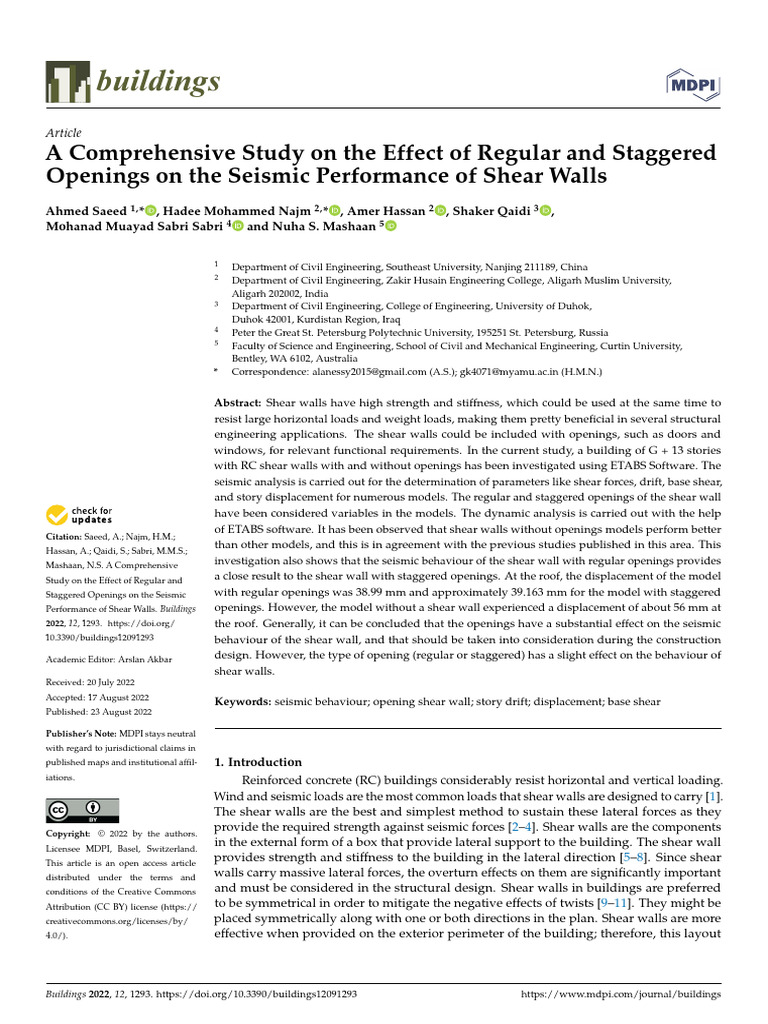 A Comprehensive Study On The Effect of Regular and Staggered Openings ...