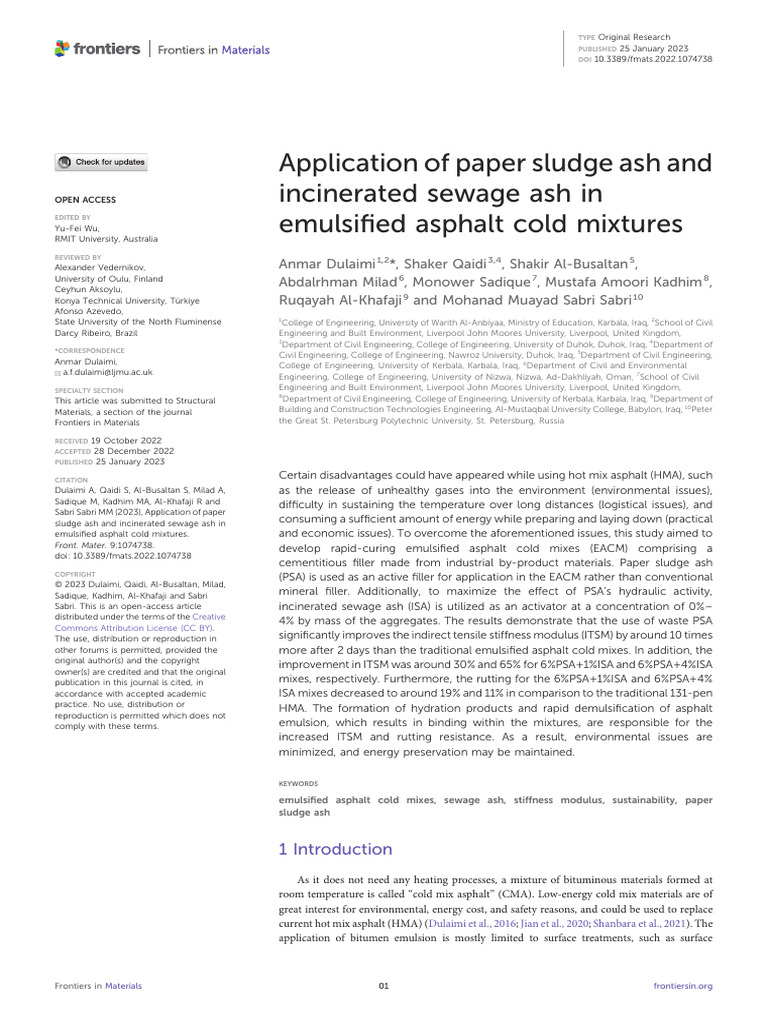 Application of Paper Sludge Ash and Incinerated Sewage Ash in ...