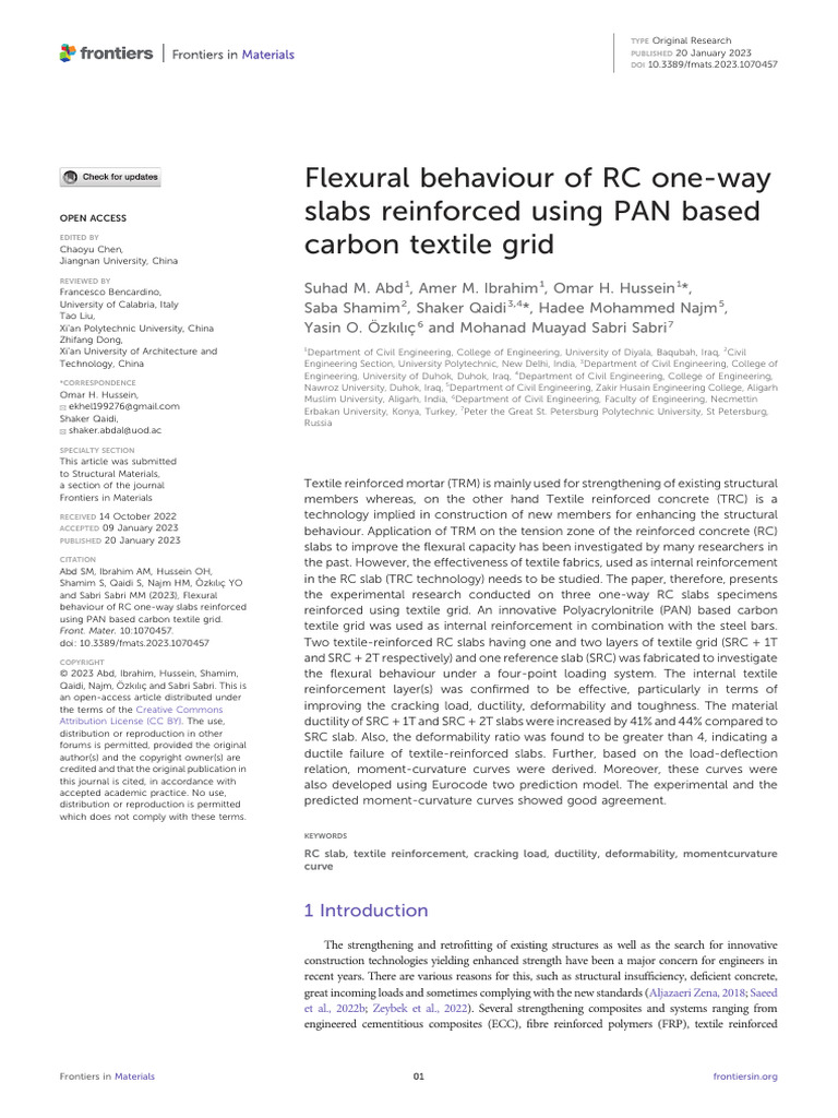 Flexural Behaviour of RC One-Way Slabs Reinforced Using PAN Based ...