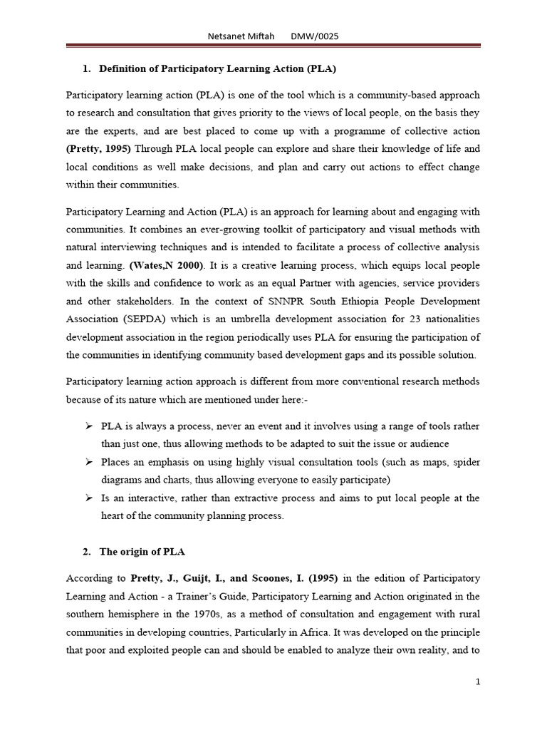 Term Paper On Definition of PLA | PDF | Learning | Community