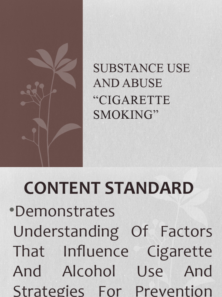 Substance Use and Abuse | PDF | Cigarette | Chronic Obstructive ...