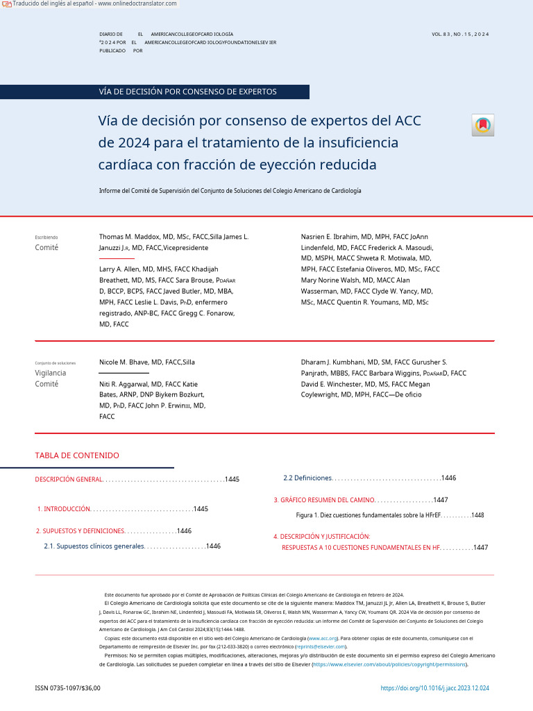 ACC 2024 Falla Cardíaca FEVI Reducida - En.es | PDF | Insuficiencia ...