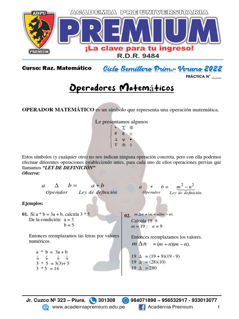RAZ. MAT SEMILLERO PRIM VER22 02 OPERADORES MAT Claves | PDF | Matemáticas