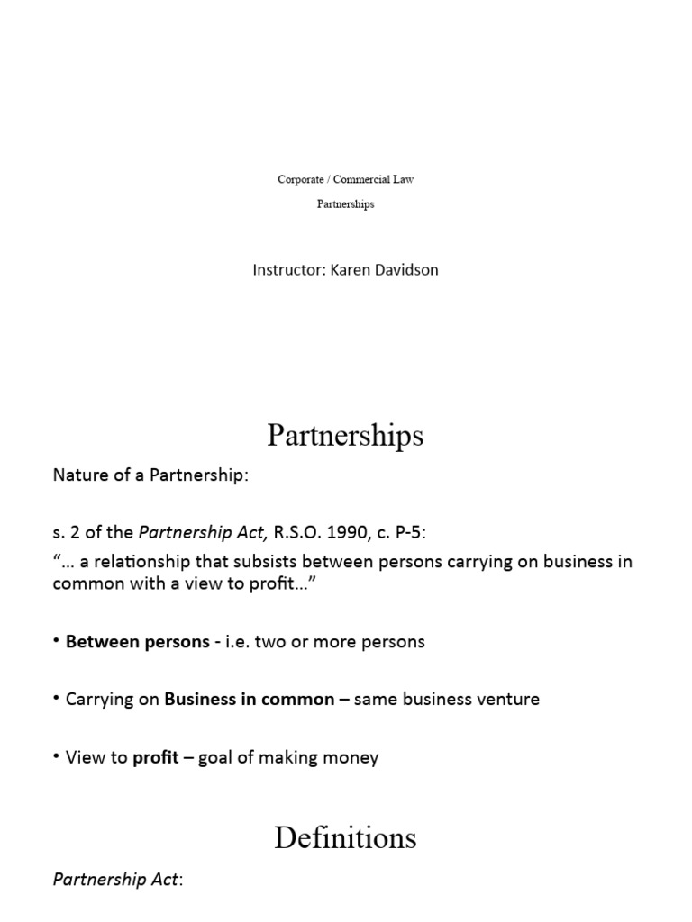 Understanding Partnerships in Business Law | PDF | Partnership ...