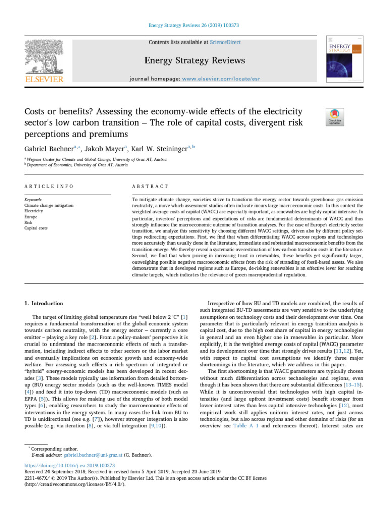 Bachner 2019 | PDF | Renewable Energy | Climate Change Mitigation