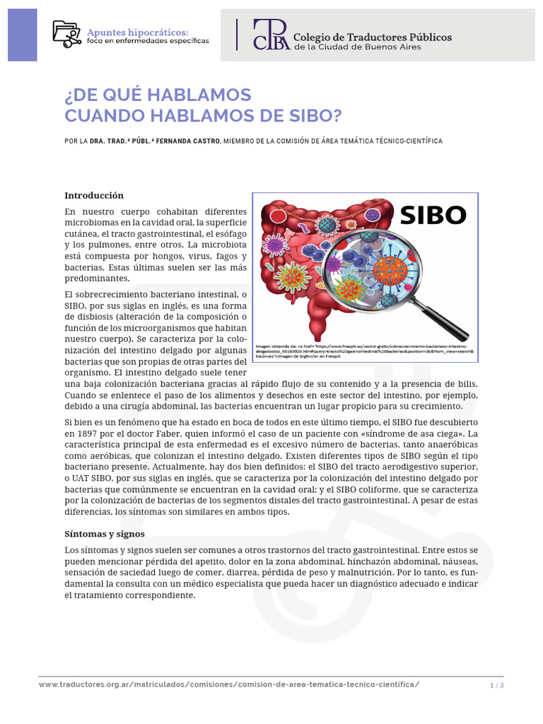 SIBO | PDF | Diarrea | Medicina