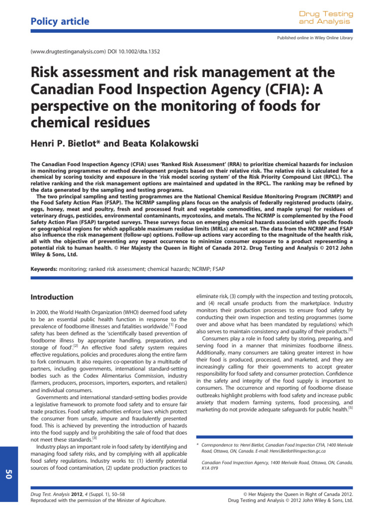 Drug Testing and Analysis - 2012 - Bietlot - Risk assessment and risk ...