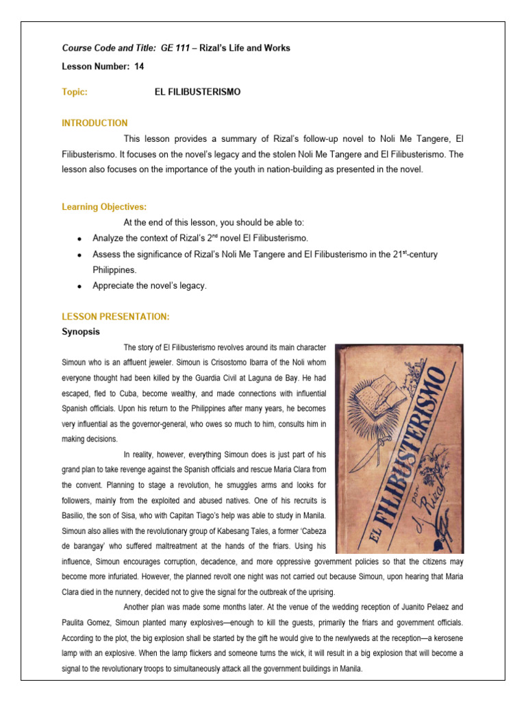 El Filibusterismo: Rizal's Legacy Explained | PDF | Philippines ...
