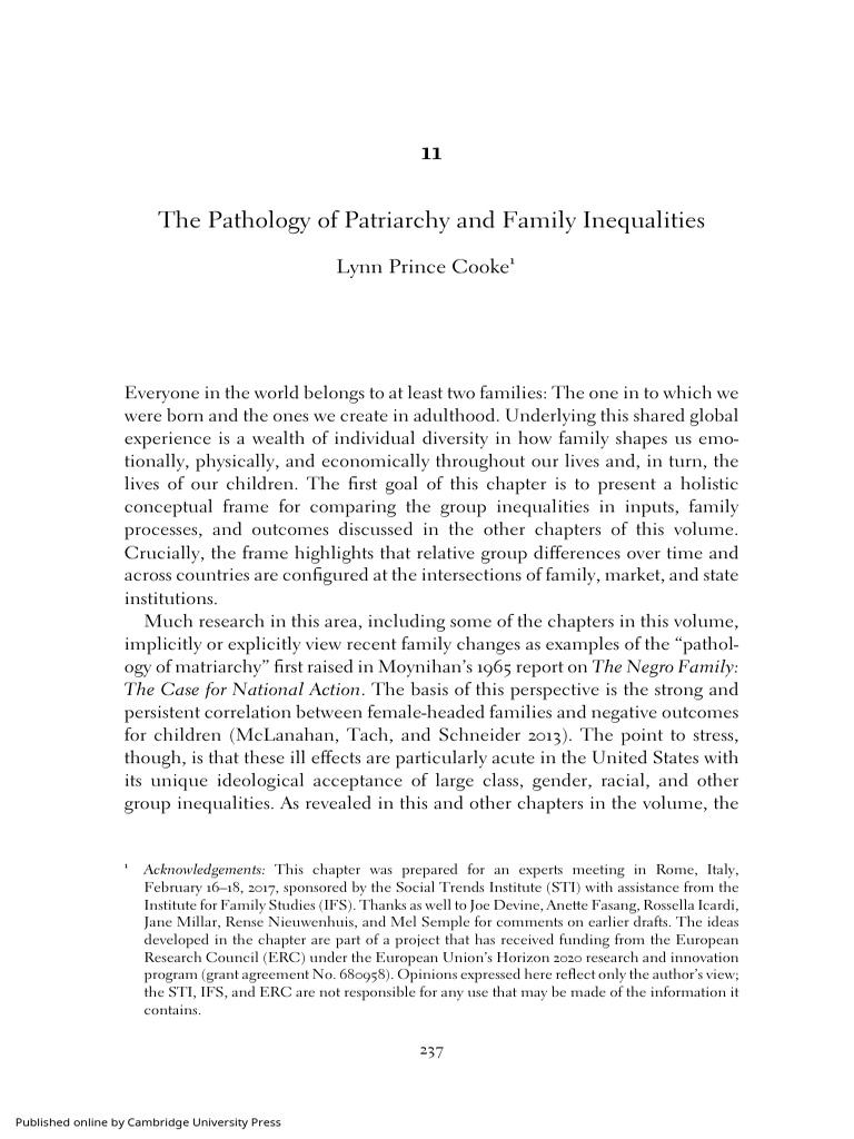 The Pathology of Patriarchy and Family Inequalities | PDF ...