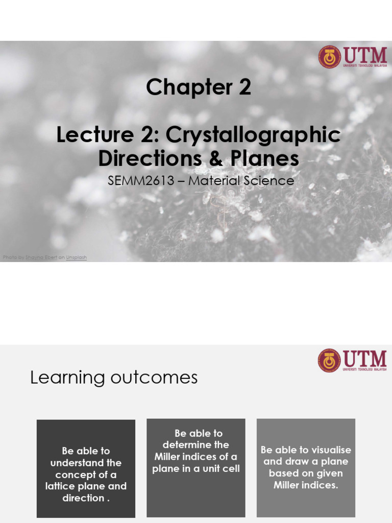 SEMM - 2613 - Chapter - 2 - Lecture 2 - Crystallographic Direction and Planes | PDF | Crystal ...