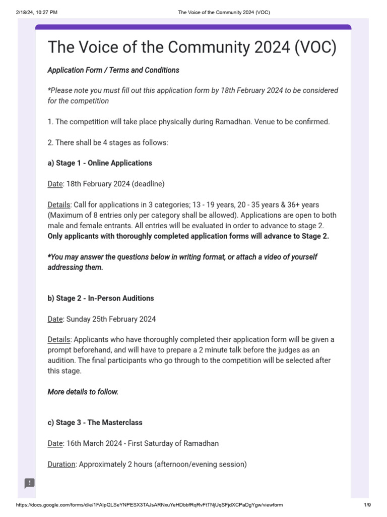 Community Voice 2024 Application Form | PDF | Public Speaking ...