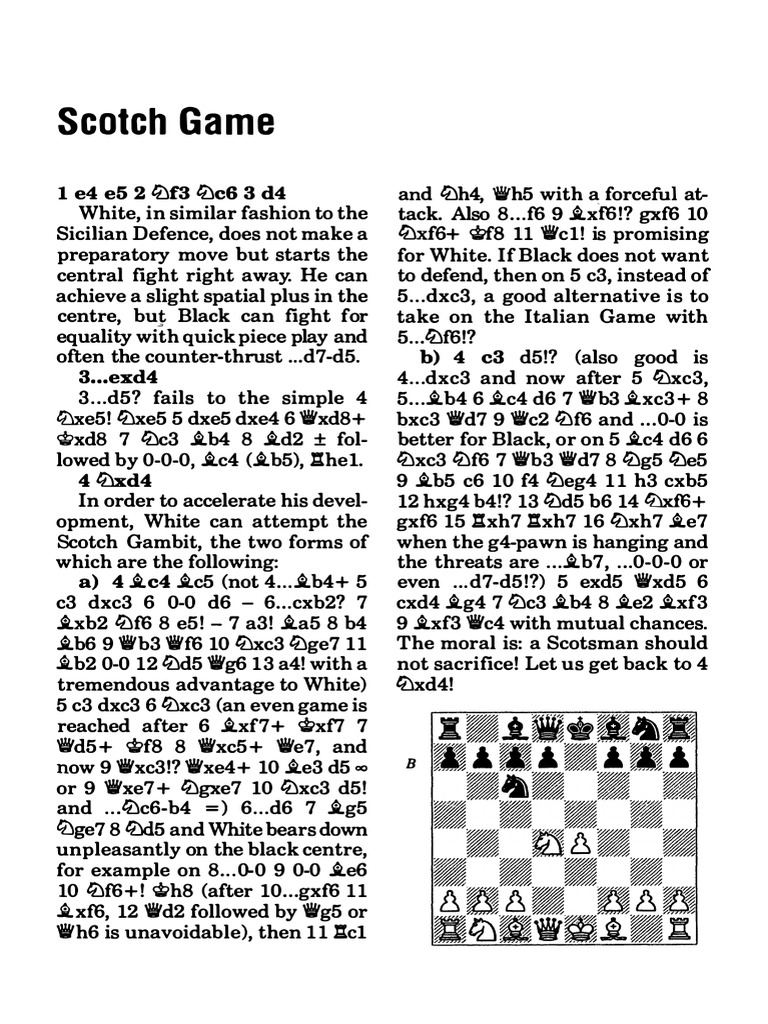 SCOTCH ONE | PDF | Chess | Abstract Strategy Games