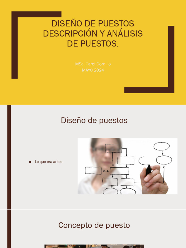 Diseño de Puestos Descripción Y Análisis de Puestos.: Msc. Carol ...