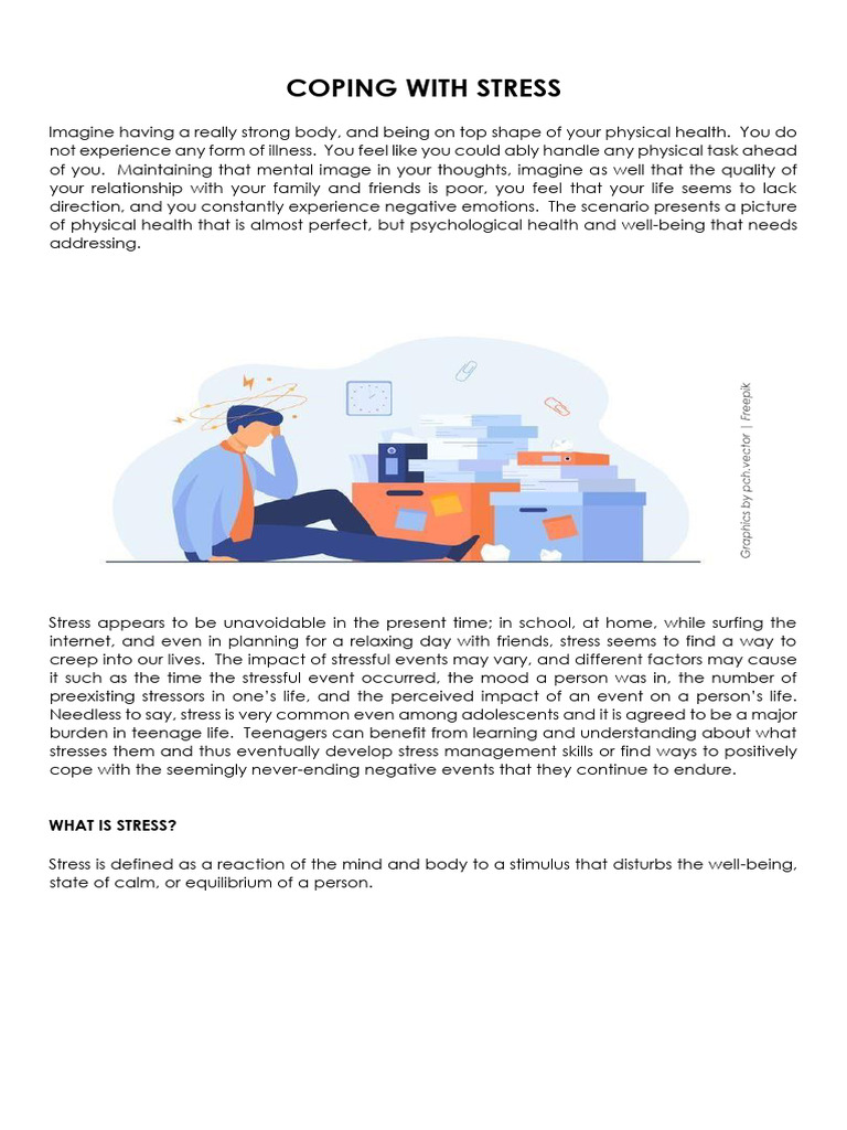Lesson 4 Pdevt - Coping With Stress | PDF | Stress (Biology) | Cortisol