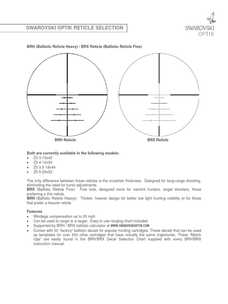 Swarovski Reticle Types Overview | PDF | Telescopic Sight | Rifle